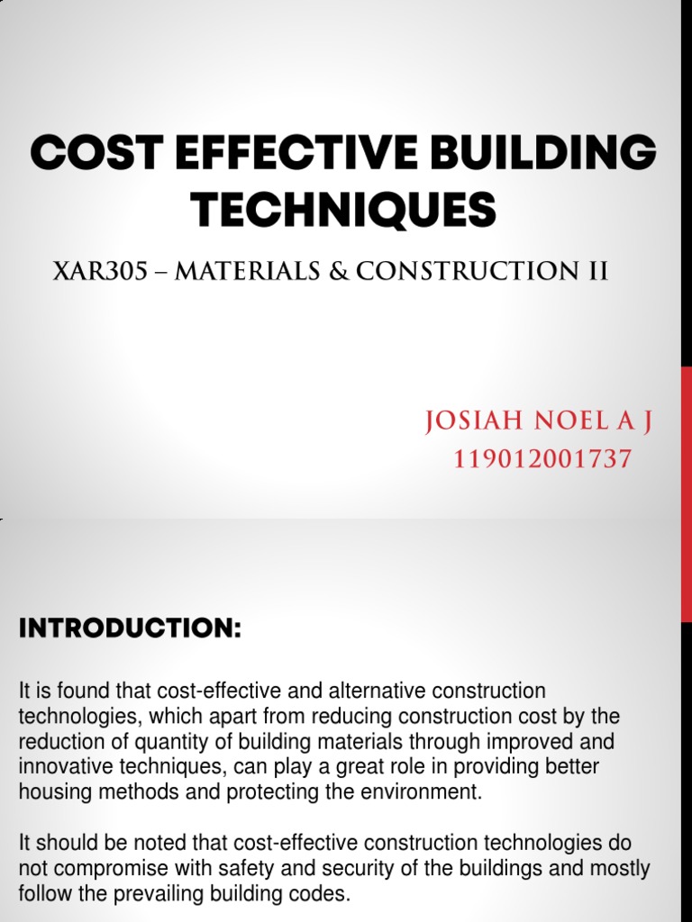 Cost Effective Building Techniques Architecture | PDF | Brick | Concrete