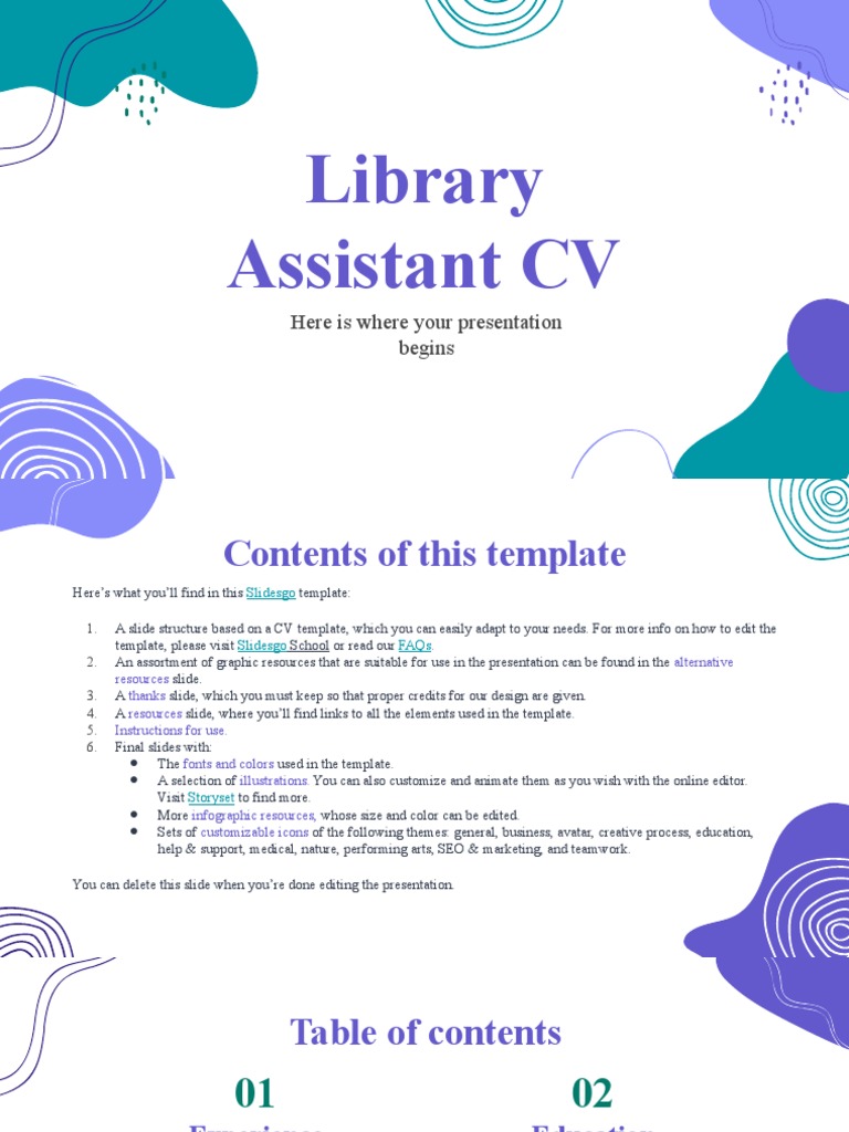 Library Assistant CV by Slidesgo | PDF | Planets | Mercury (Planet)