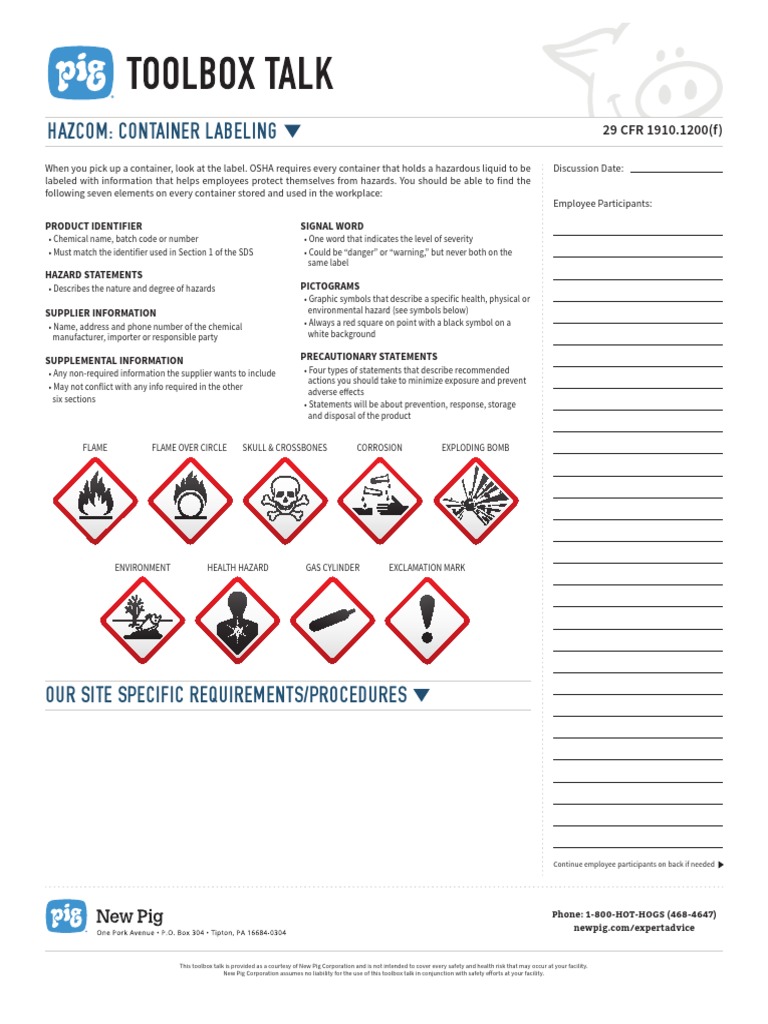 OSHA Hazardous Container Labeling Guide | PDF | Hazards | Occupational ...
