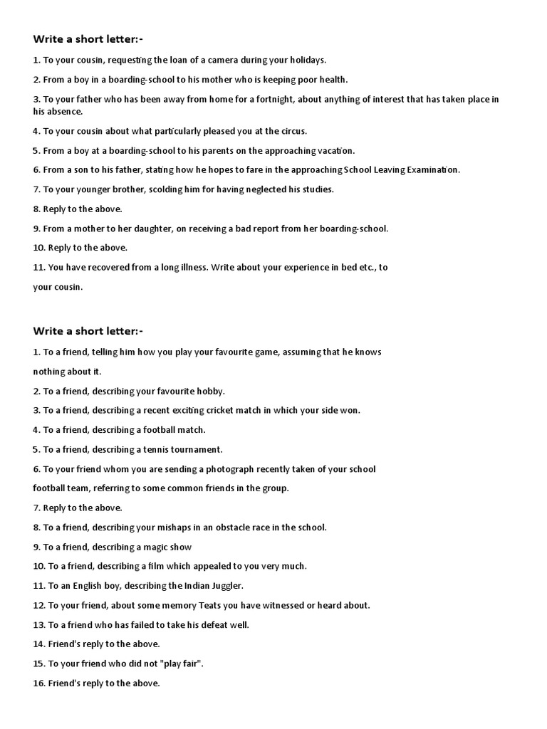 Write A Short Letter | PDF