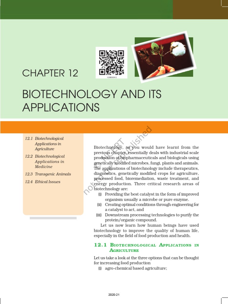 Biotechnology and Its Applications | PDF | Genetic Engineering ...