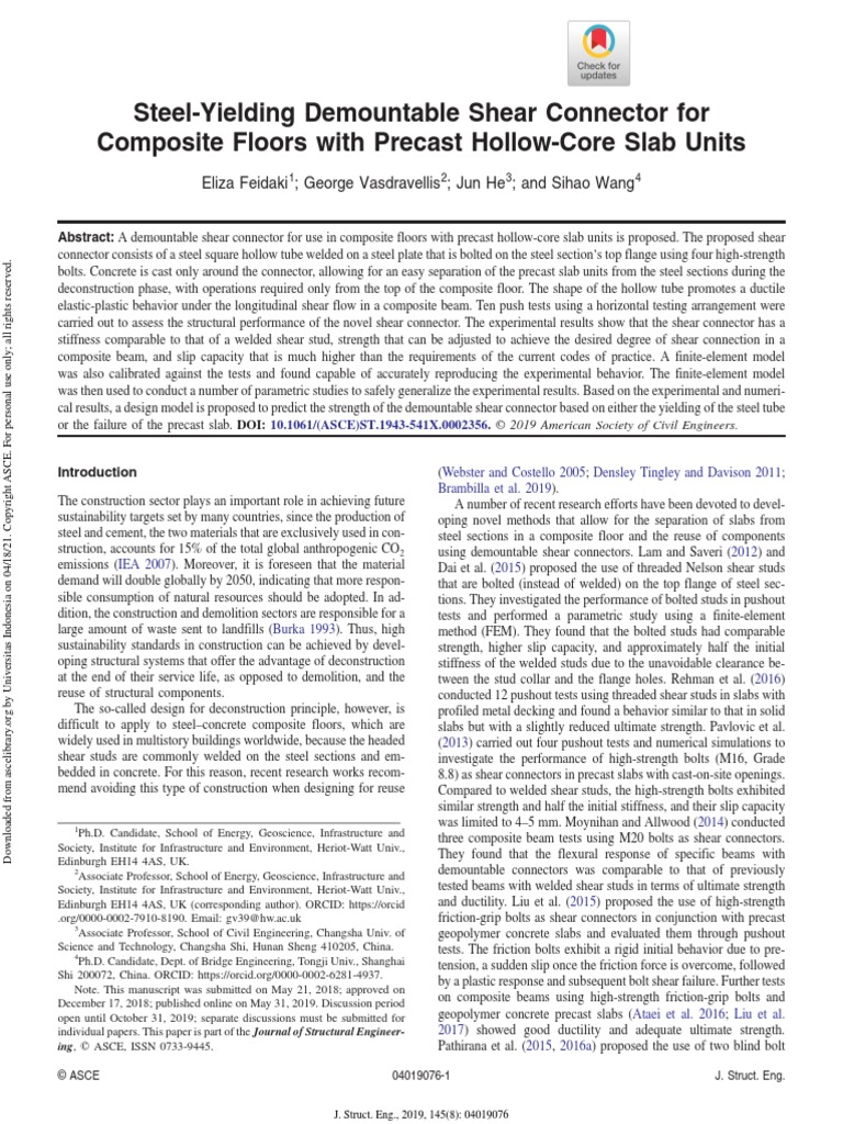 JOURNAL - Steel-Yielding Demountable Shear Connector For Composite Beam ...
