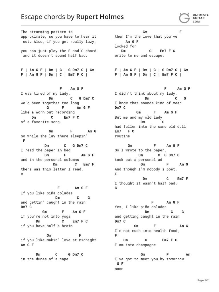 Escape Chords - Rupert Holmes | PDF | Recorded Music | Albums