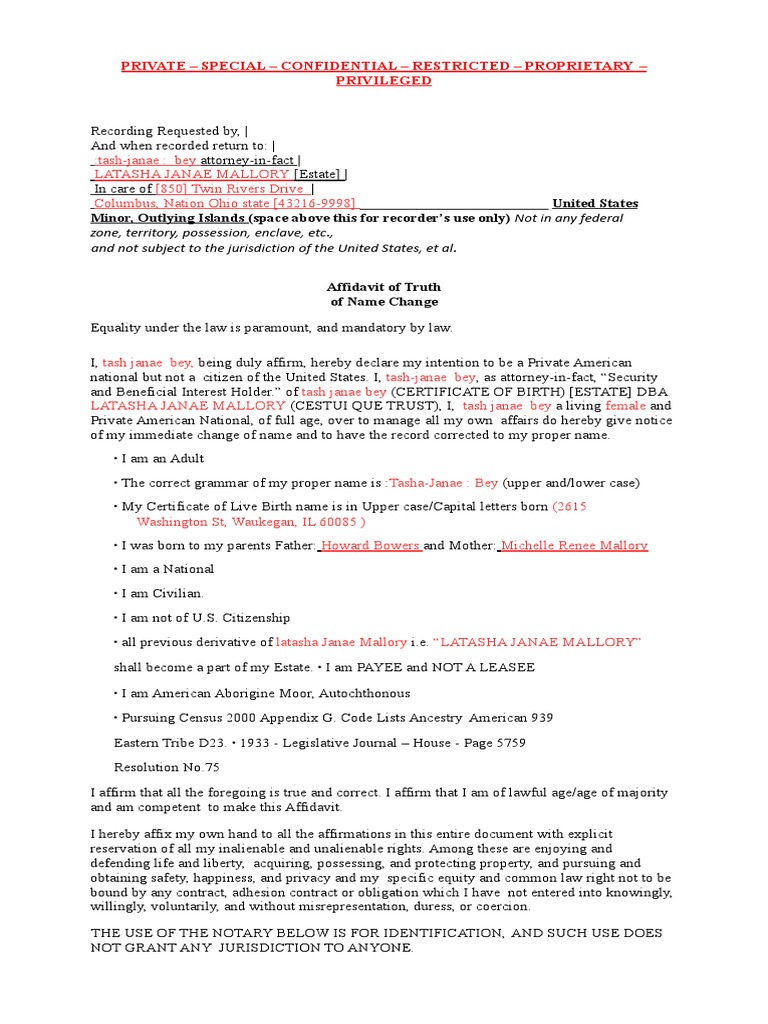 Affidavit of Name Change Declaration | PDF | Affidavit | Common Law
