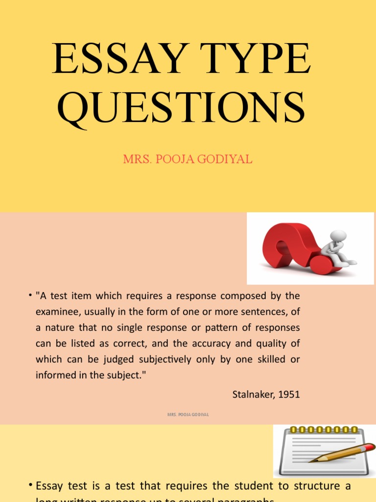Essay Type Questions, POOJA GODIYAL | PDF | Rubric (Academic) | Essays