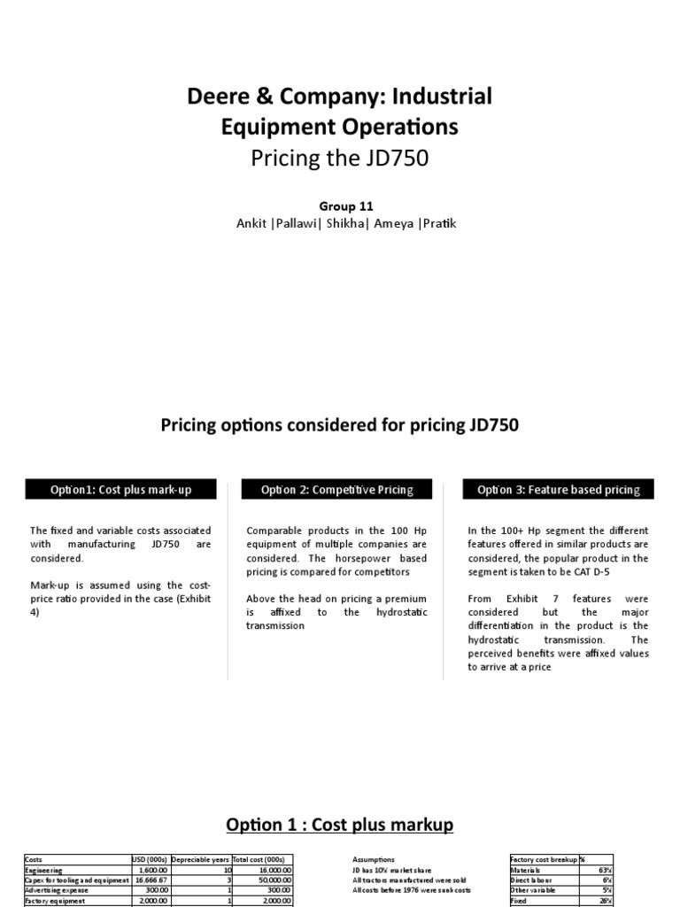 Deere and Company - Group 11 - Sec B | PDF | Pricing | Tractor