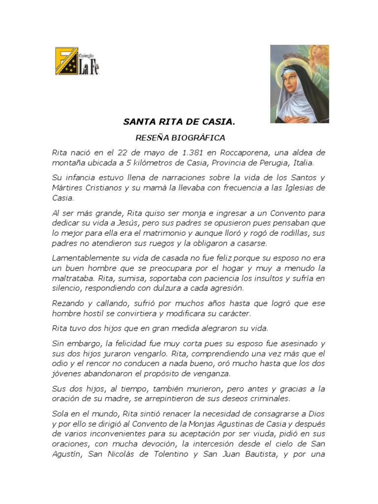 Como Era La Vida De Santa Rita