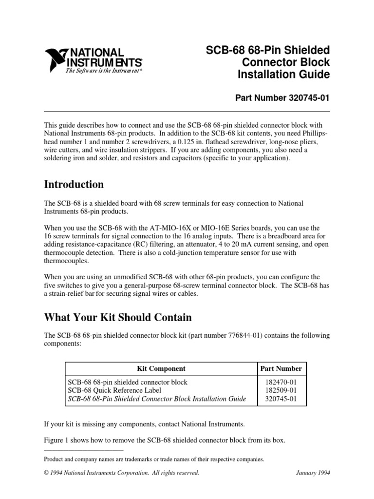 National Instruments: SCB-68 68-Pin Shielded Connector Block ...