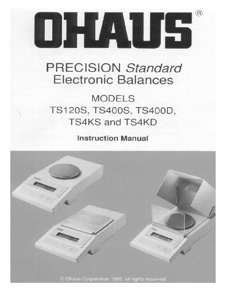 Ohaus TS4000 | PDF | Menu (Computing) | Weight
