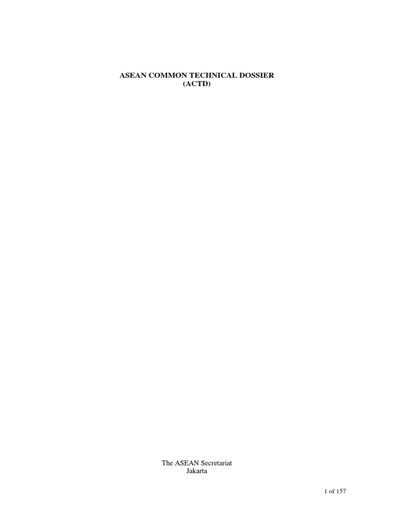 ASEAN Common Technical Dossier Guide | PDF | Pharmacology | Documentation
