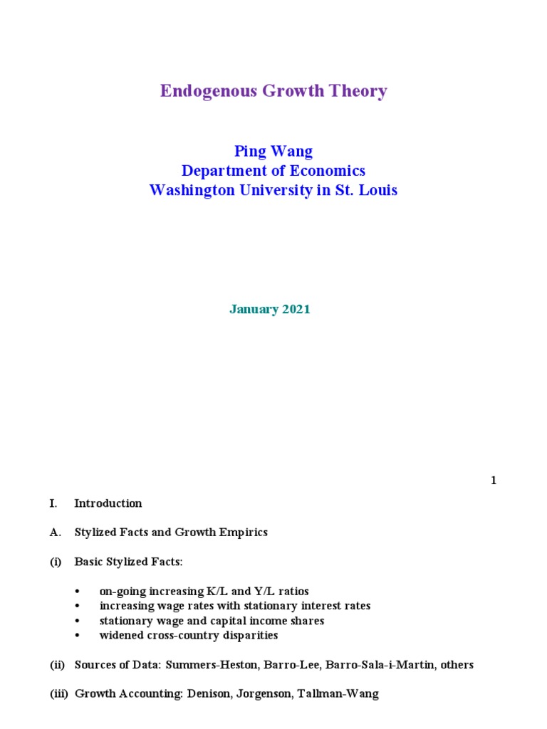 Endogenous Growth Theory Overview | PDF | Economic Growth | Macroeconomics