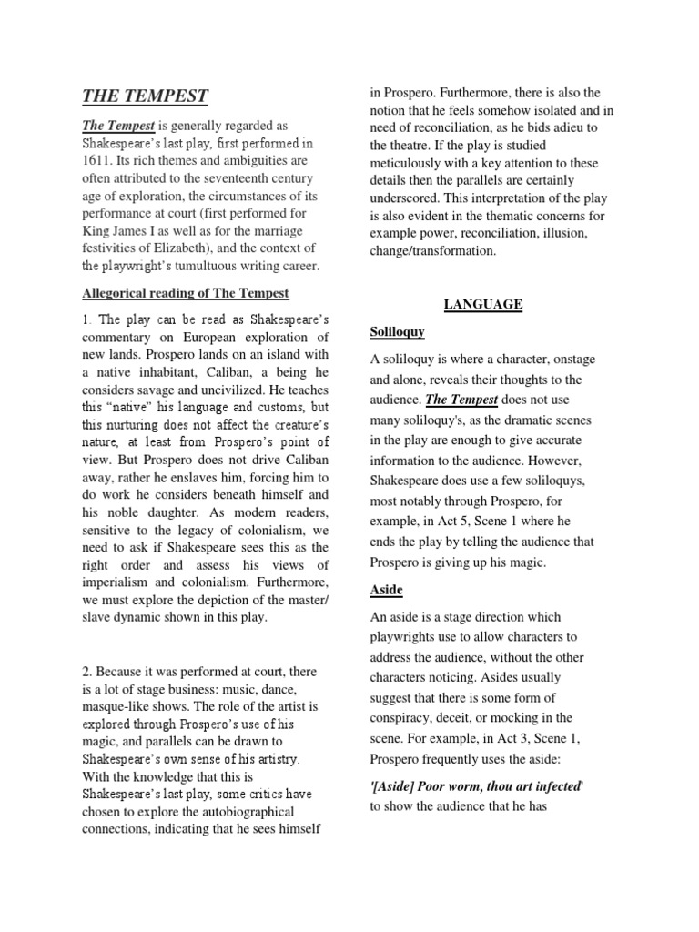 The Tempest Is Generally Regarded As | PDF | The Tempest