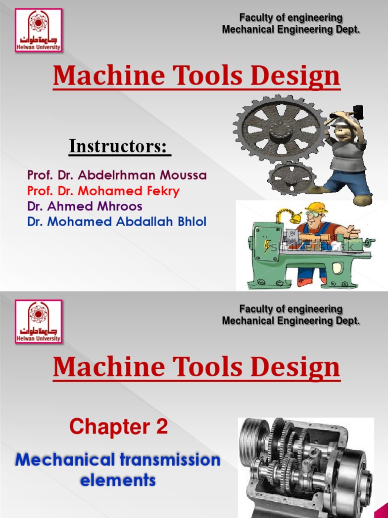 Machine Tools Design: Instructors | PDF | Gear | Transmission (Mechanics)