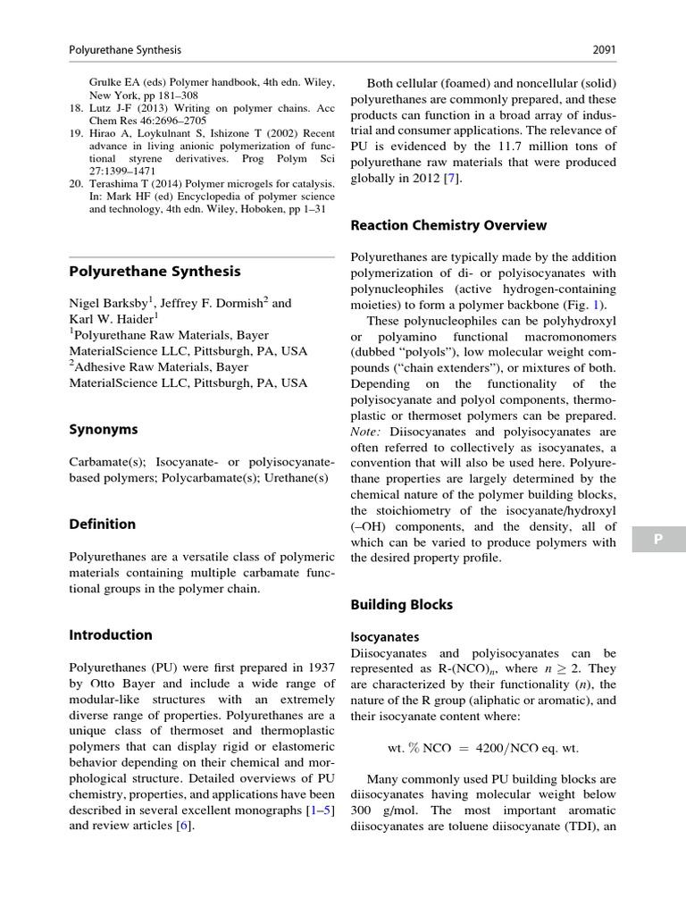 Polyurethane Synthesis: Reaction Chemistry Overview | PDF ...