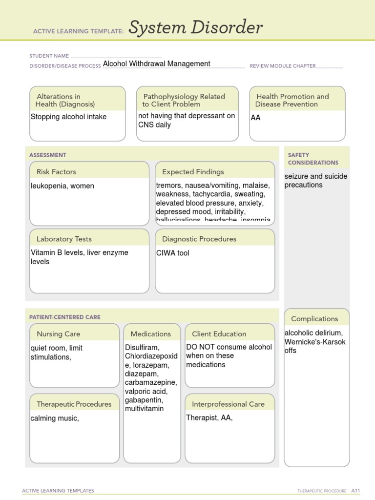 Alcohol Withdrawal Management Template | PDF | Clinical Medicine ...
