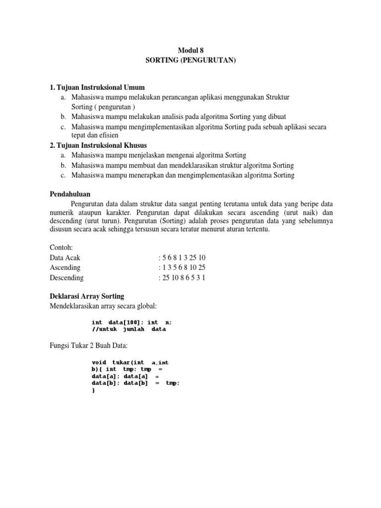 Modul 8 Sorting | PDF