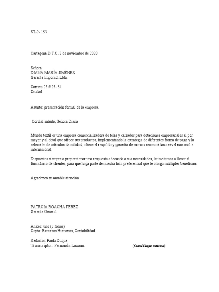 Carta Estilo Bloque-Extremo | PDF