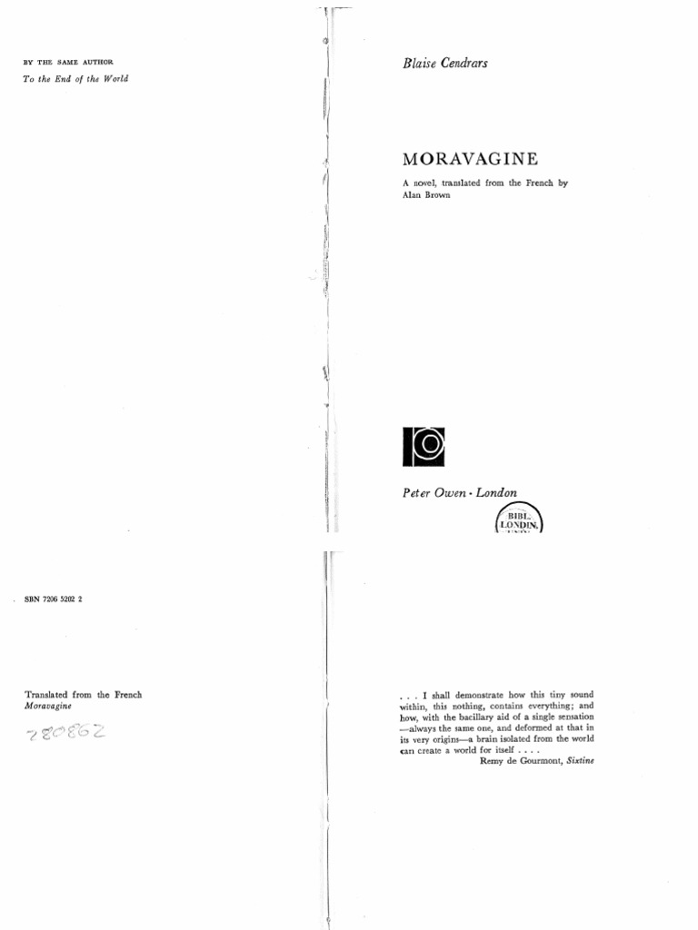 Blaise Cendrars - Moravagine (1969, Peter Owen) | PDF | Consciousness ...