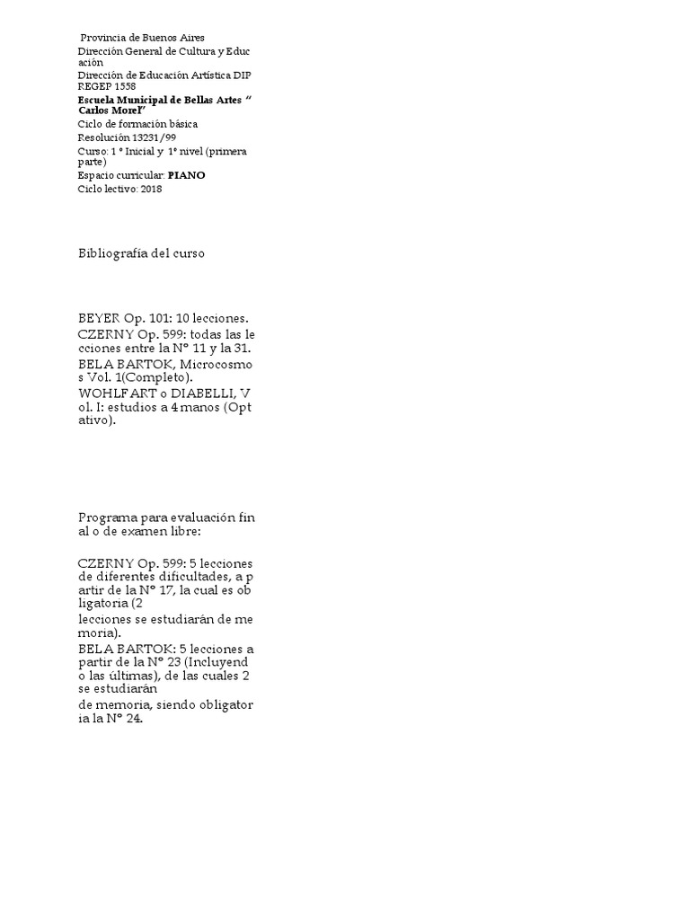 Piano Modulo 1-1 Inicial y 1 Nivel | PDF