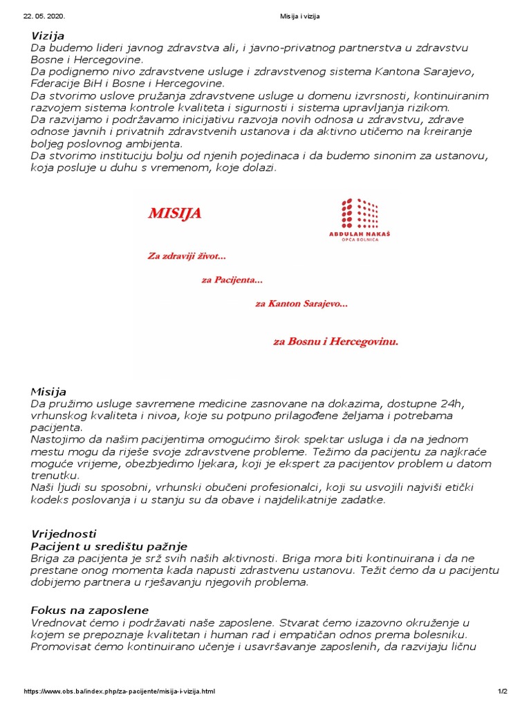 Misija I Vizija | PDF