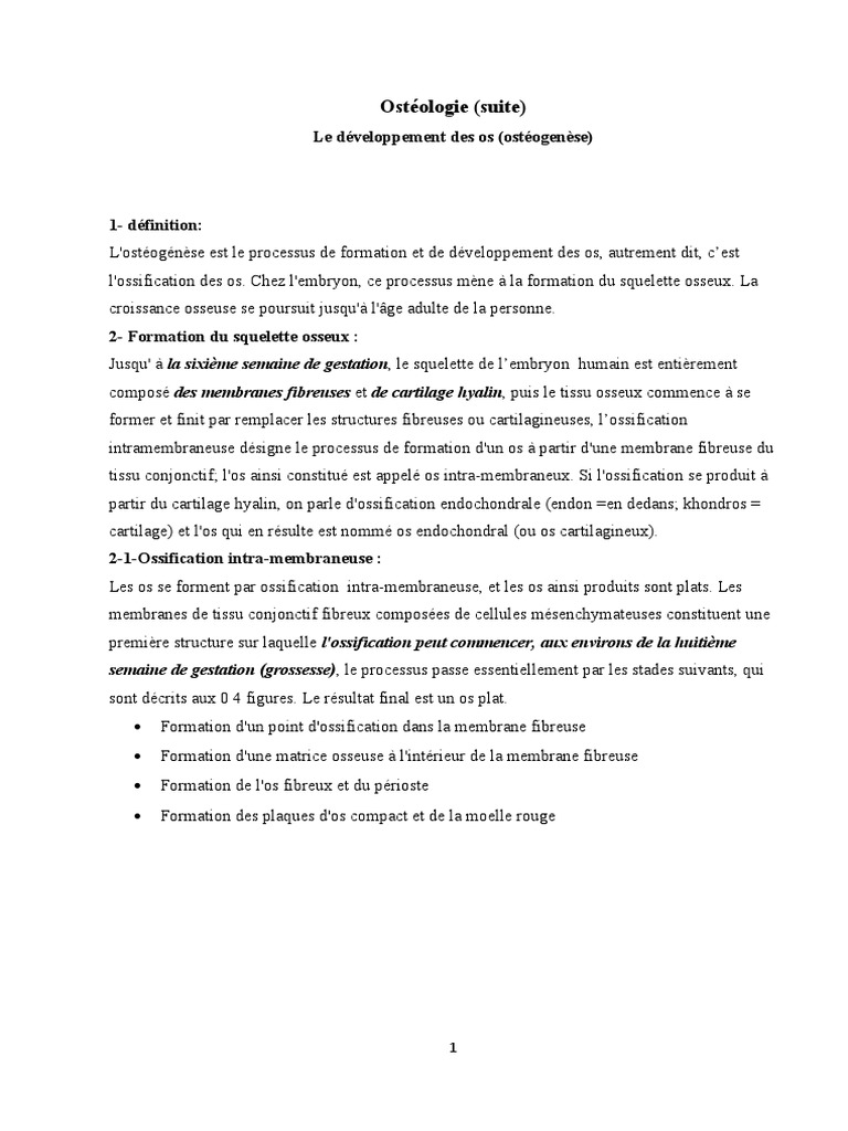 Ostéogenèse : Processus et Régulation | PDF | Os | Cartilage