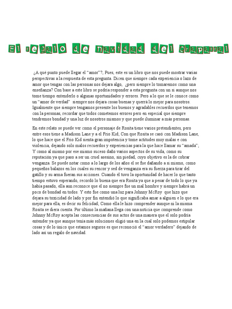 Actividad Sobre EL Regalo de Navidad Del Chaparral de O Henry | PDF ...