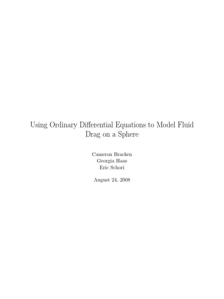 Modeling Drag Force on a Sphere | PDF | Drag (Physics) | Equations