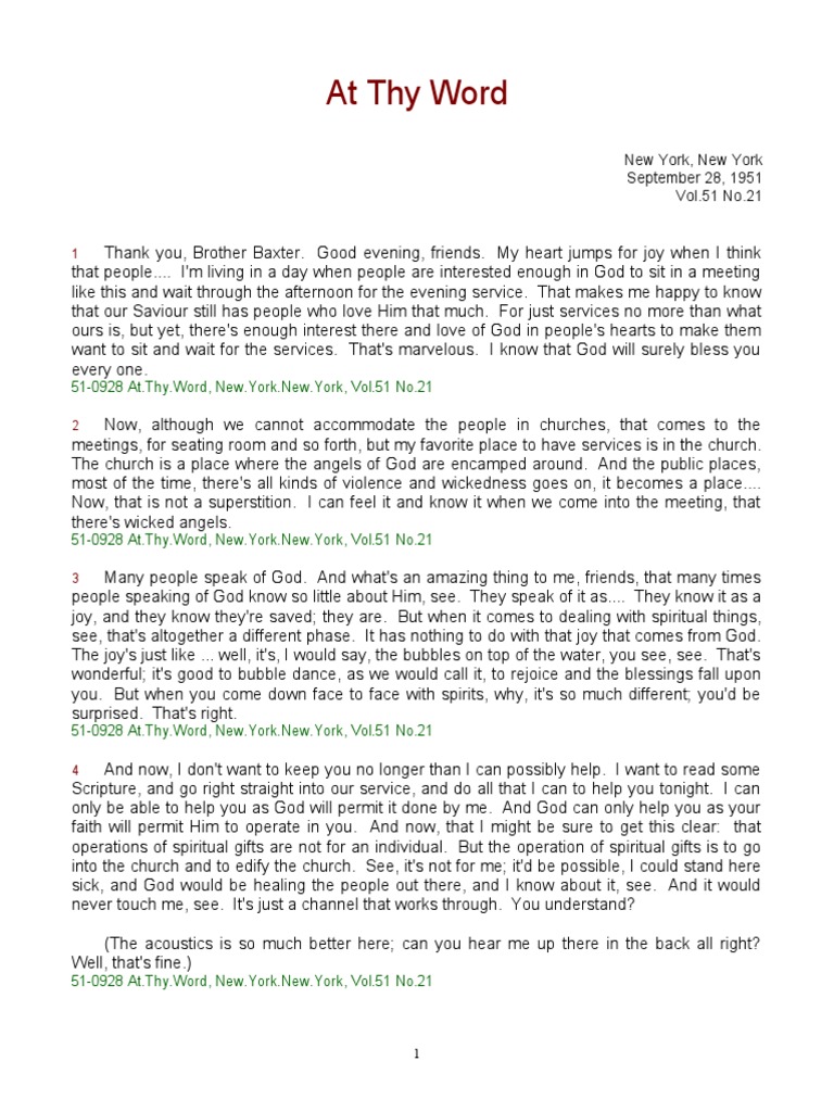 Spiritual Insights from At Thy Word Meeting | PDF | Elijah | Prophet