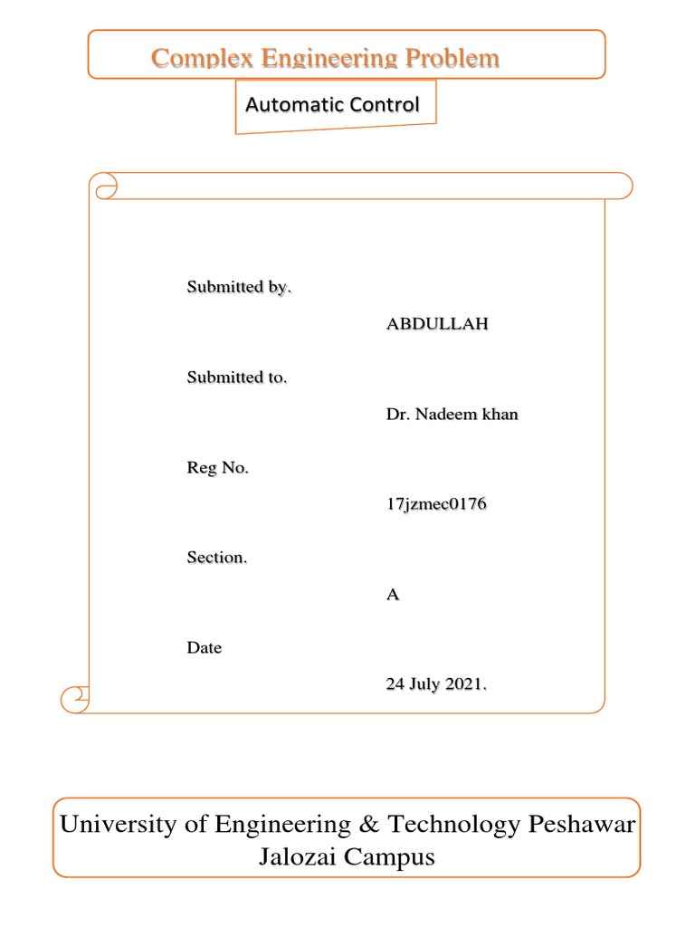 Complex Engineering Problem University Of Engineering Technology