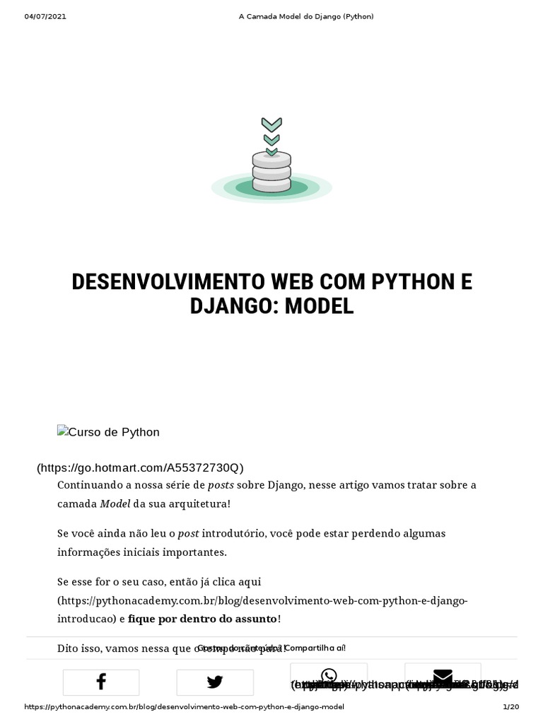 A Camada Model Do Django (Python) | PDF | Python (linguagem de ...