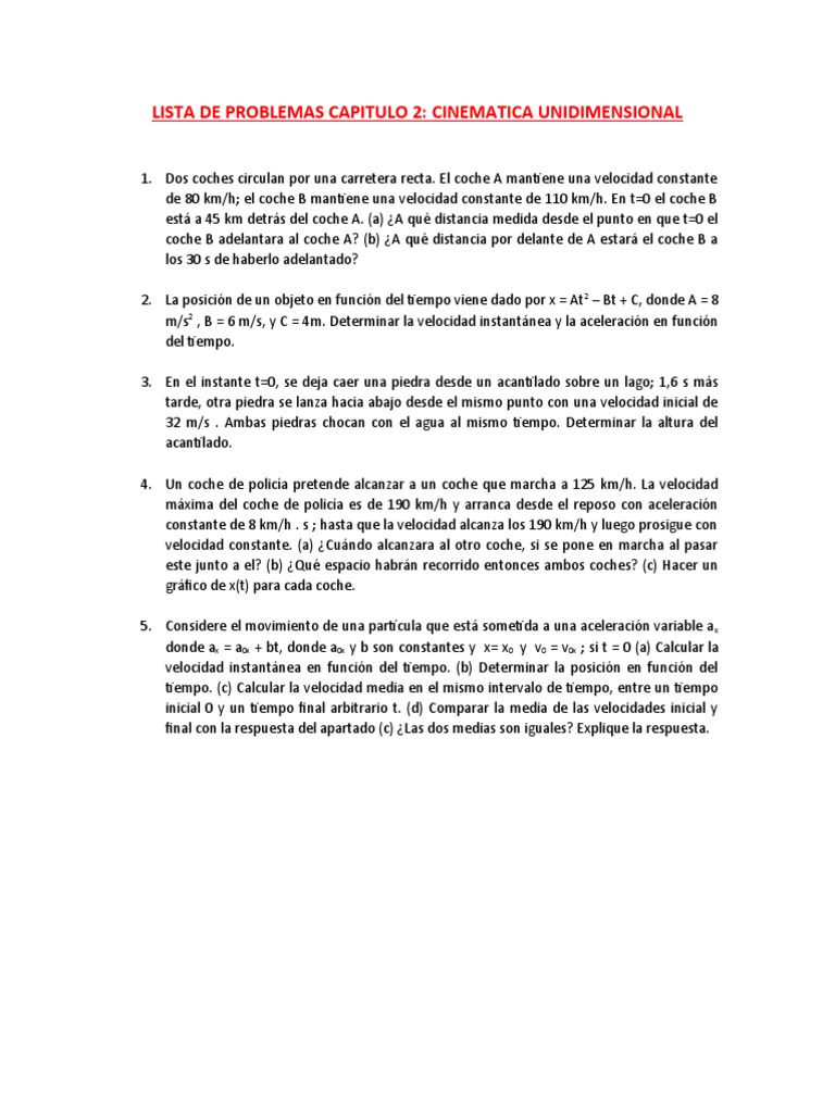 Lista de Problemas Capitulo 2 | PDF