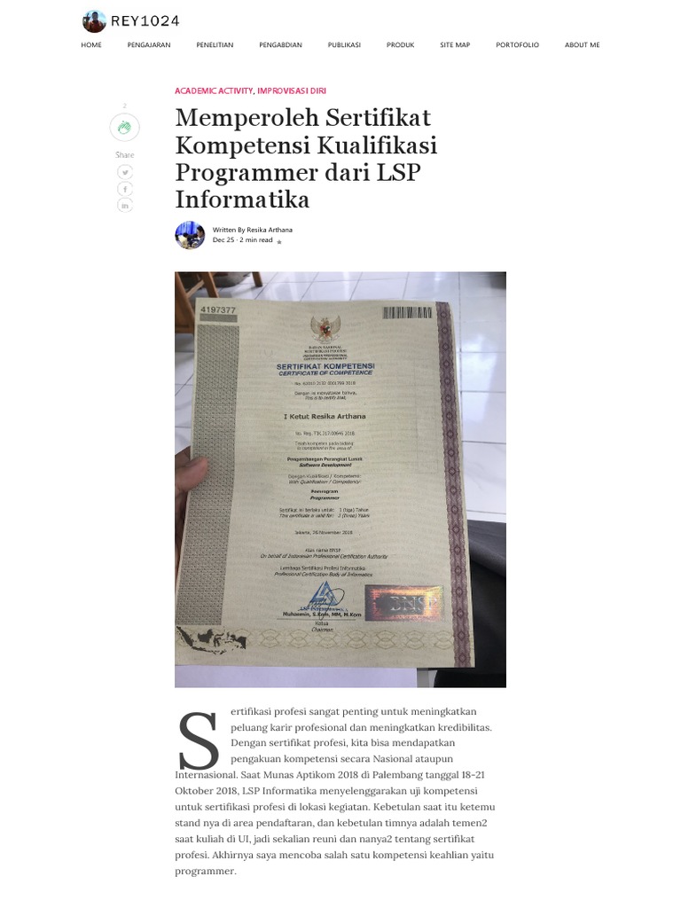 Memperoleh Sertifikat Kompetensi Kualifikasi Programmer Dari LSP ...