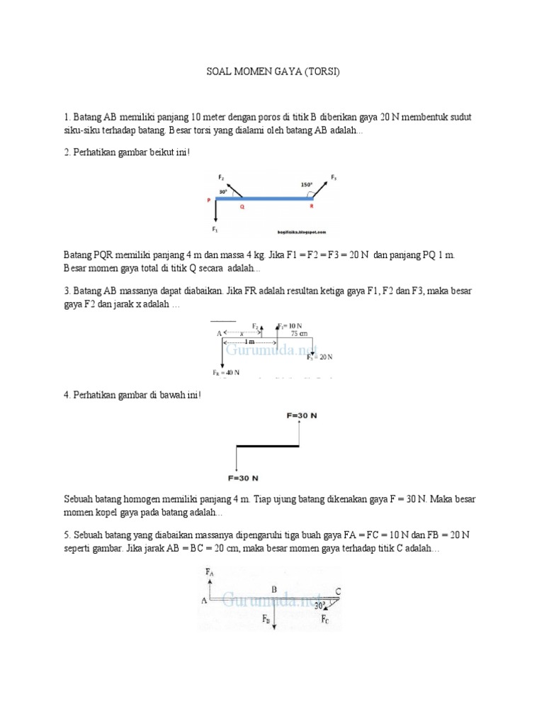 Soal Torsi dan Momen Gaya | PDF | Sains & Matematika