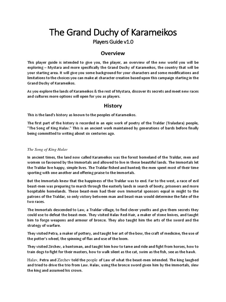 The Grand Duchy of Karameikos: Players Guide v1.0 | PDF | Dwarf ...