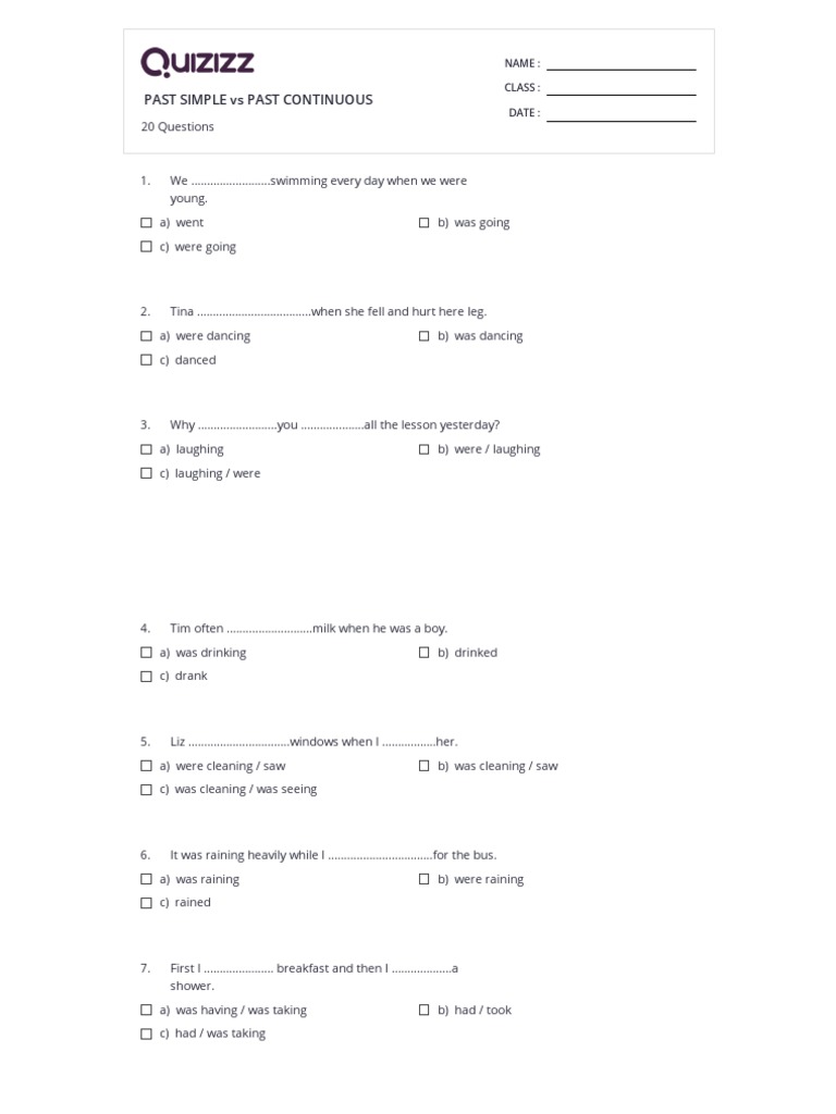 Past Simple vs Past Continuous Quiz | PDF