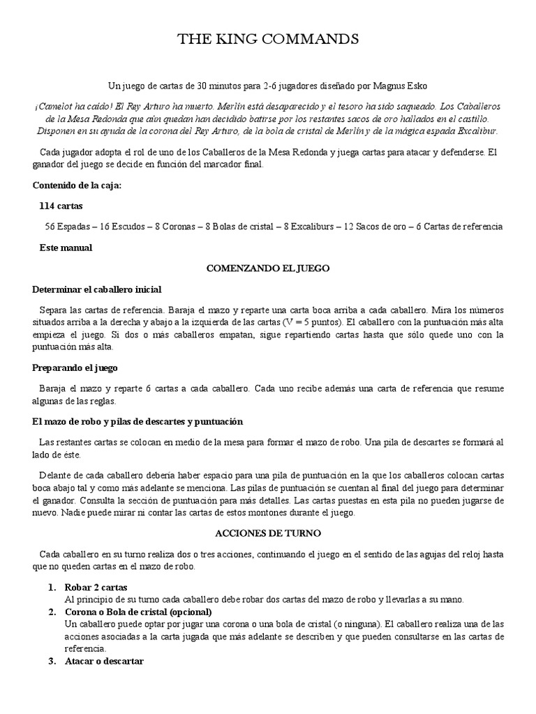 The King Commands | PDF | Excalibur | Esmerejón