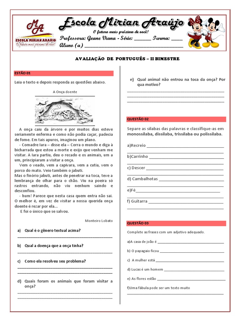 Prova Port. 3 Ano | PDF | Moralidade