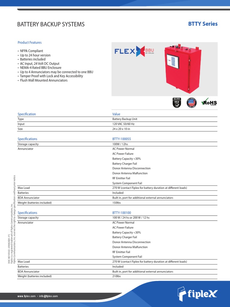Fiplex BDA Battery Backup Systems | PDF | Computer Engineering ...