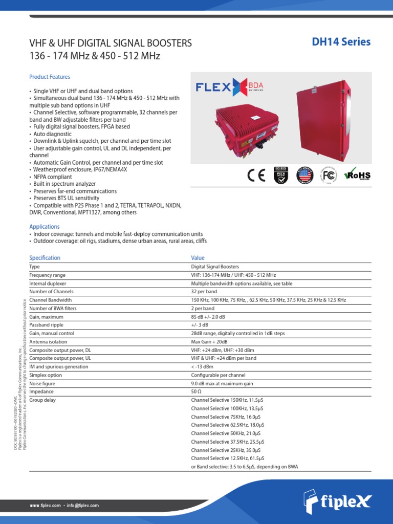 BD387-VHF UHF Digital Signal Boosters DH14 Generic-Fiplex | PDF | Very ...