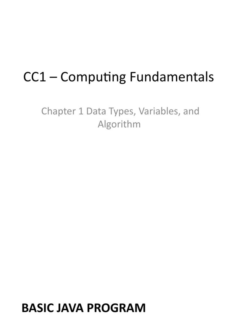 Cc1 Computing Fundamentals Chapter 1 Data Types Variables And Algorithm Pdf Integer 