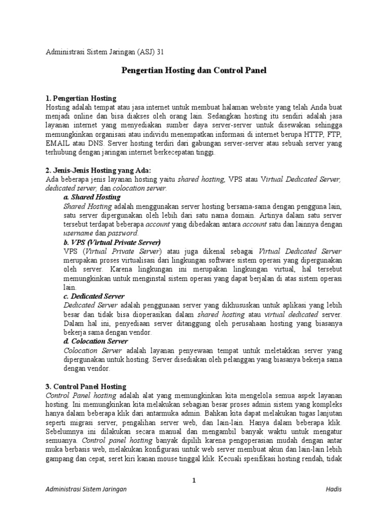 Panduan Lengkap Hosting dan Control Panel | PDF | Bisnis | Komputer