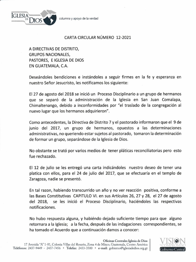 Carta Circular 12-2021 | PDF | Religión y creencia