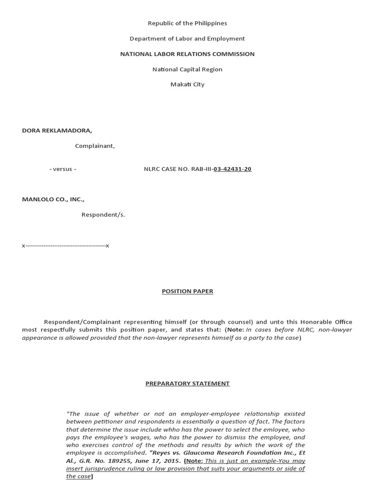 Sample Position Paper | PDF | Wage | Argument