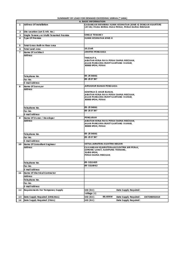 TNB - Borang Map A, B & C-Klinik | PDF | Electrical Substation | Power ...