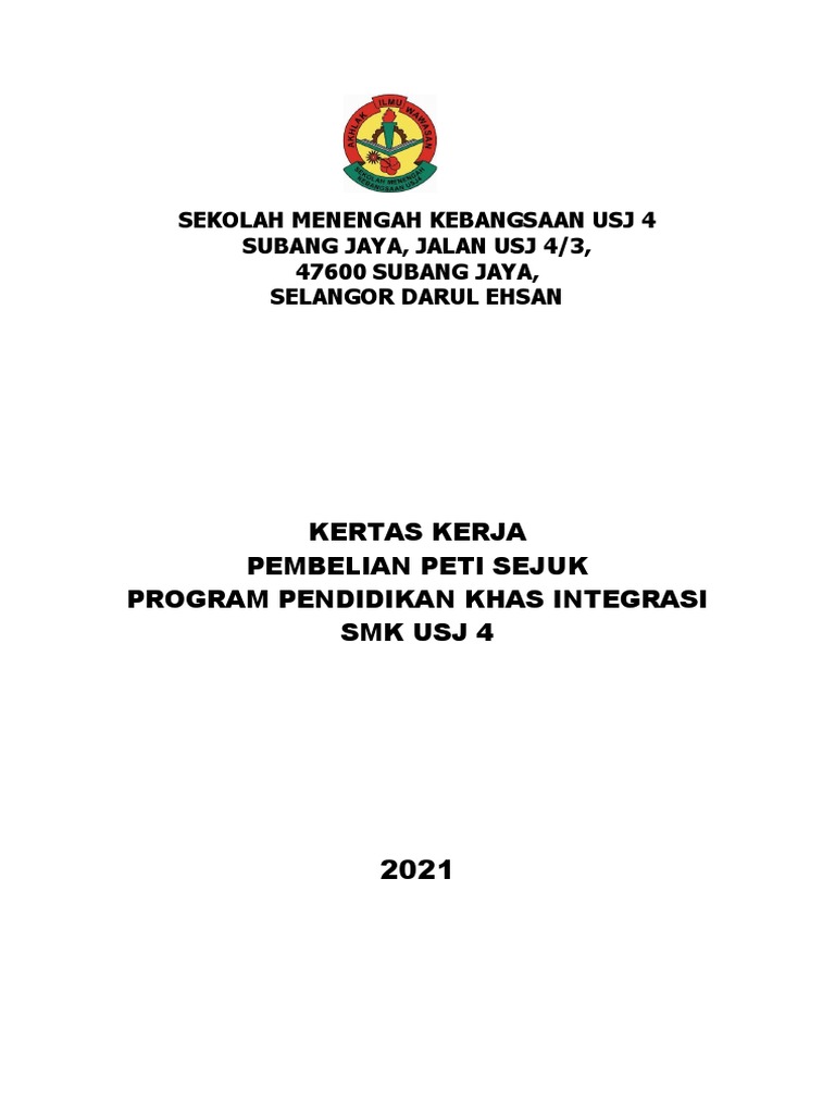SMK USJ 4 Membelian Peti Sejuk untuk Bilik Saji PPKI | PDF