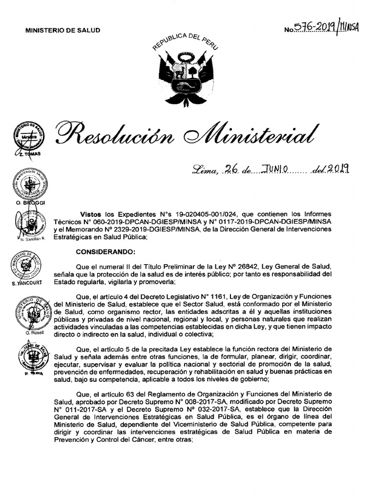 RM-576-2019-MINSA Prevención de CaCU y Manejo de Lesiones Pre-Malignas - 210719 - 065047 | PDF