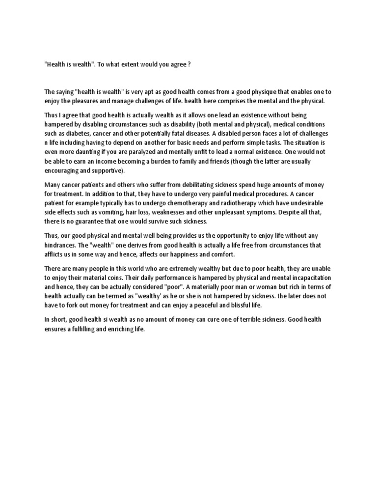 Essay - Health Is Wealth | PDF