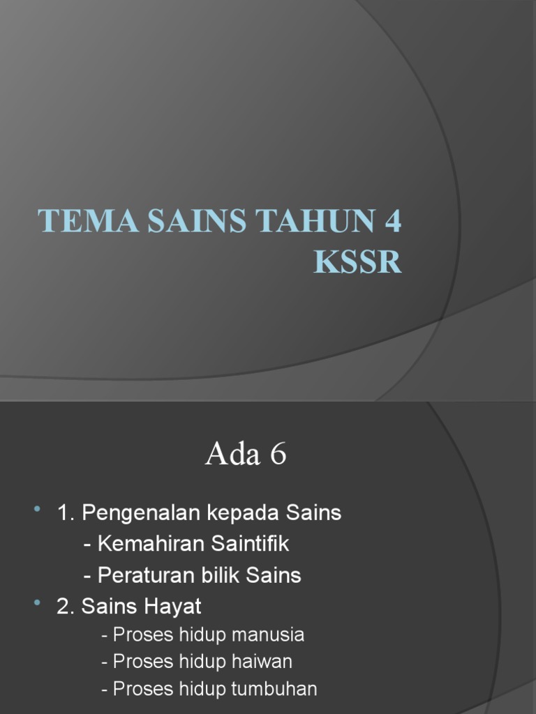 Tema Sains Tahun 4 | PDF