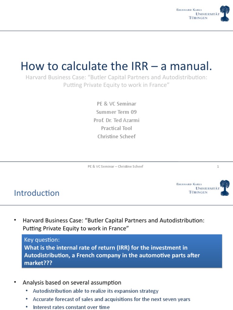 Manual IRR Calculation for Autodistribution | PDF | Cost Of Capital ...