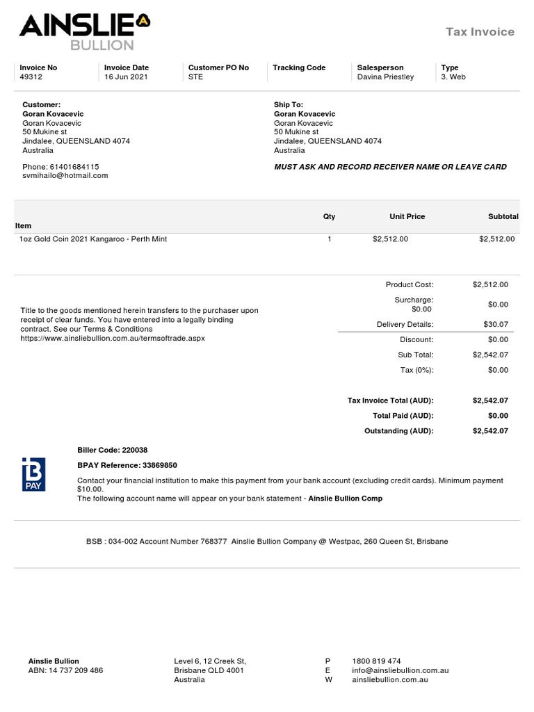 Tax Invoice: Must Ask and Record Receiver Name or Leave Card | PDF ...